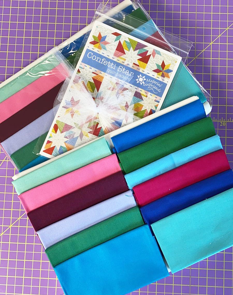 Confetti Star Jewels Solids Kit and Pattern | Material Girlfriends Patterns